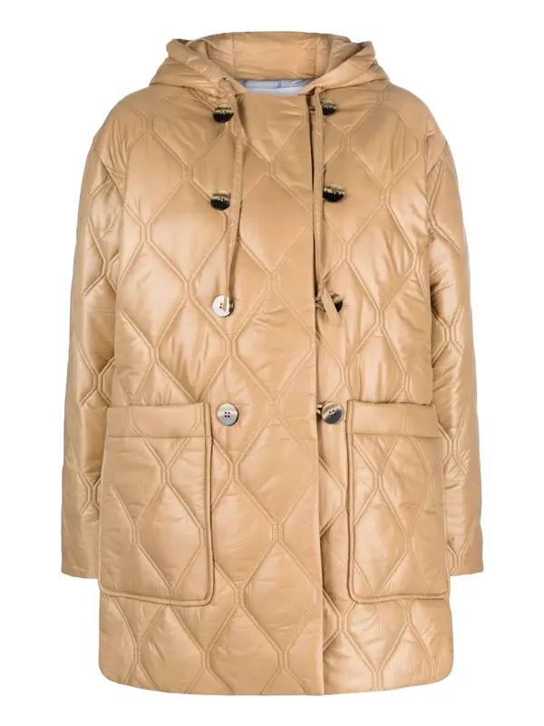 GANNI Quilted Hooded Jacket - Neutrals