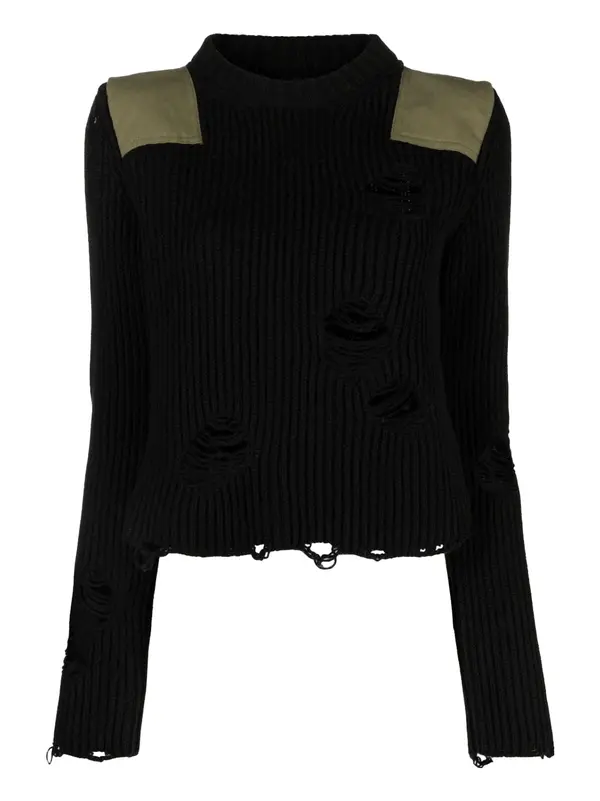 MAISON MARGIELA Distressed Ribbed Jumper - Black