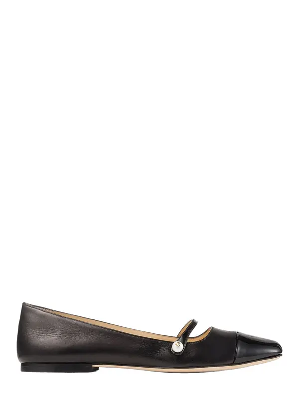 JIMMY CHOO Elisa Leather Ballerinas - Black