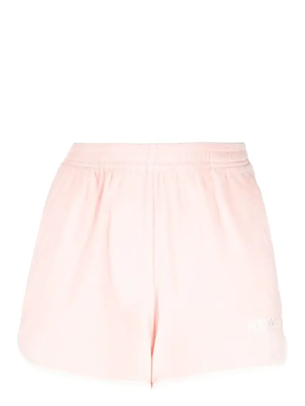 SPORTY & RICH Logo-embroidered Cotton Shorts - Pink