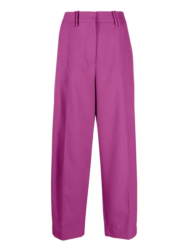 GANNI Pleated Straight-leg Trousers - Purple