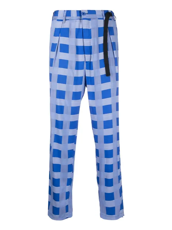 4SDESIGNS Check-print Trousers - Blue