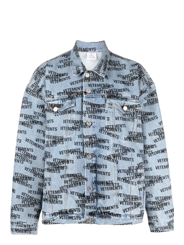 Vetements Logo-print Denim Jacket - Blue