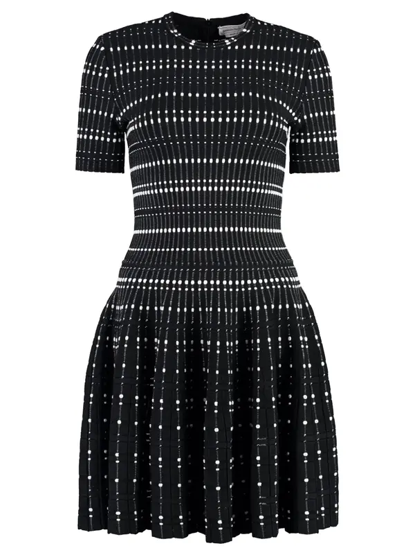 Alexander McQueen Contrast-thread Knitted Minidress - Black