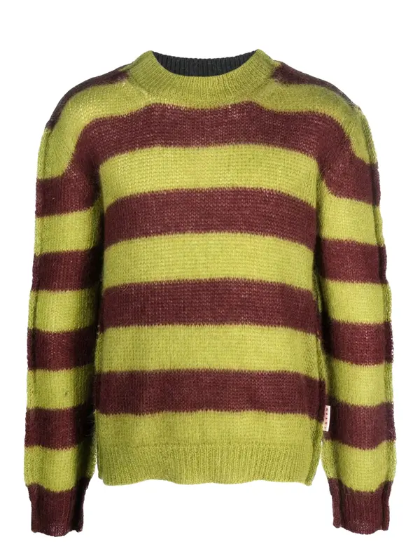 Marni Striped Mohair-blend Jumper - Green