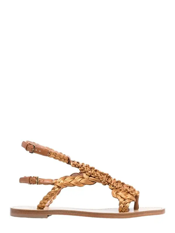 Alberta Ferretti Braided Leather Open-toe Sandals - Brown