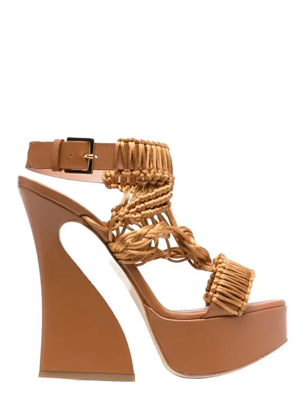 Alberta Ferretti 135mm Leather Platform Sandals - Brown