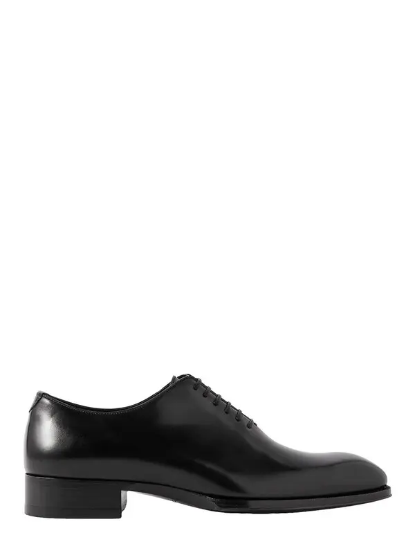 TOM FORD Elkan Whole-cut Glossed-leather Oxford Shoes - Black