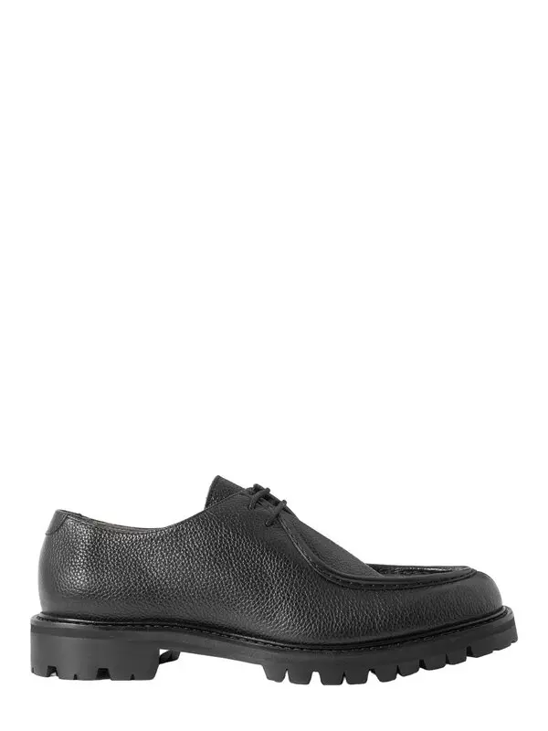 Mr P. Jacques Pebble-grain Leather Derby Shoes - Black