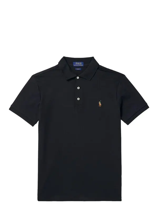 Polo Ralph Lauren Slim-fit Logo-embroidered Pima Cotton Polo Shirt - Black