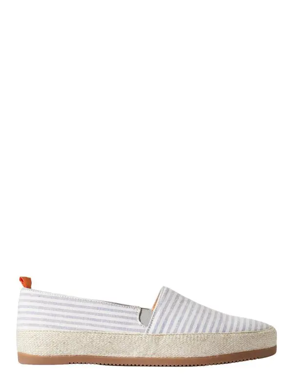 Mulo Striped Linen Espadrilles - White