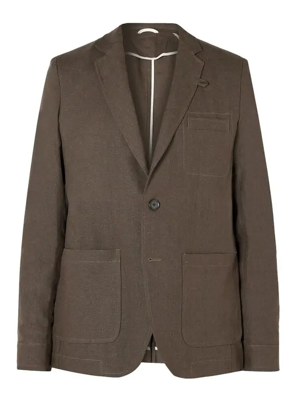 Oliver Peoples Theobald Unstructured Linen Suit Jacket - Brown