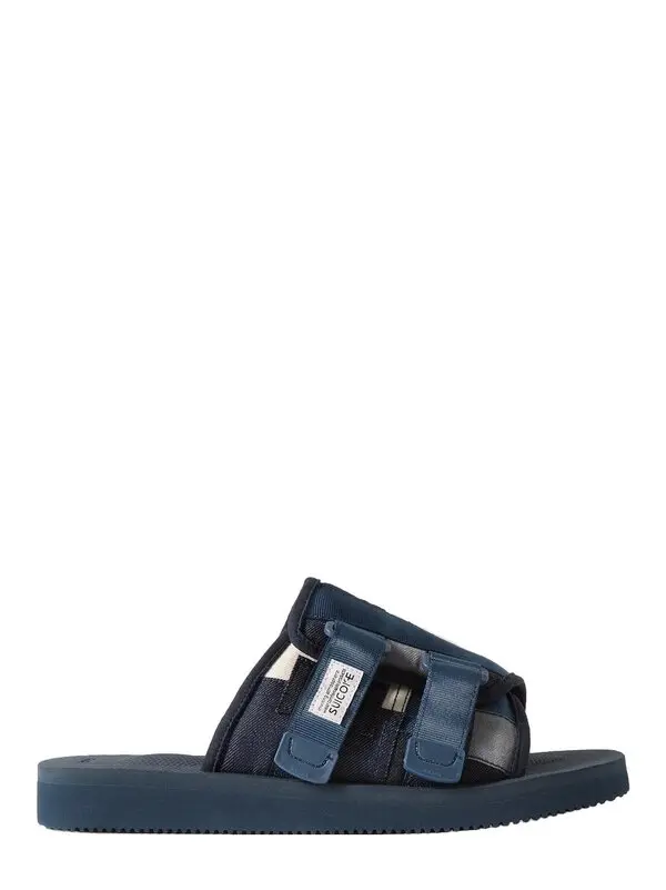 Suicoke Kaw-vs Patchwork Denim And Suede Sandals - Blue