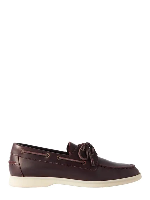 Loro Piana Leather Boat Shoes - Brown