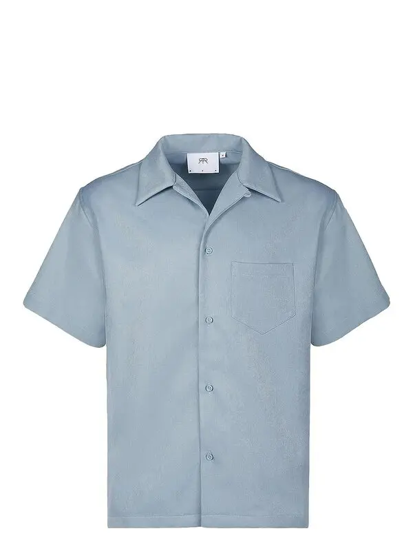 RtA Oversized Short Sleeve Shirt In Blue - Dusty Blue