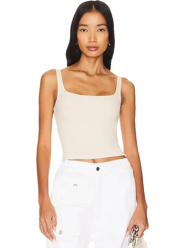 Lna Scoop Ribbed Tank - Bone