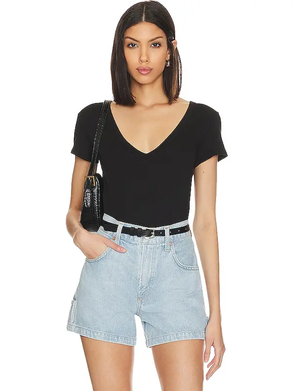 Enza Costa Perfect V Tee - Black