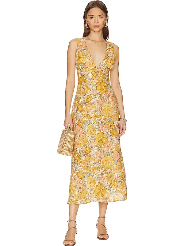 Faithfull The Brand Venere Midi Dress - Junie Floral Print