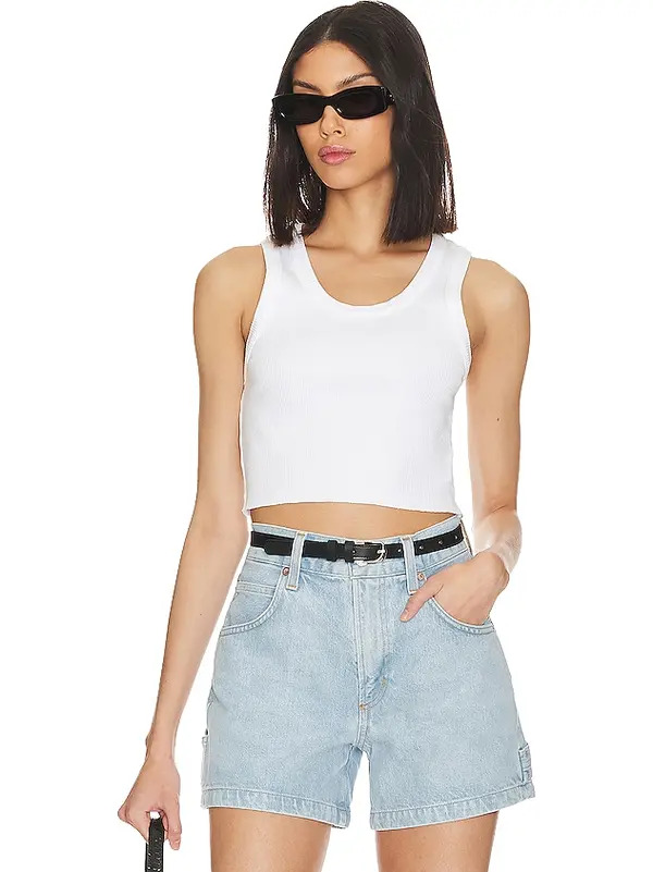 AGOLDE Cropped Poppy Tank - White