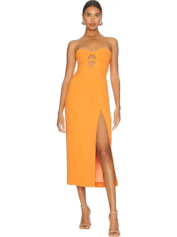 Bardot Brisa Midi Dress - Orange Fizz