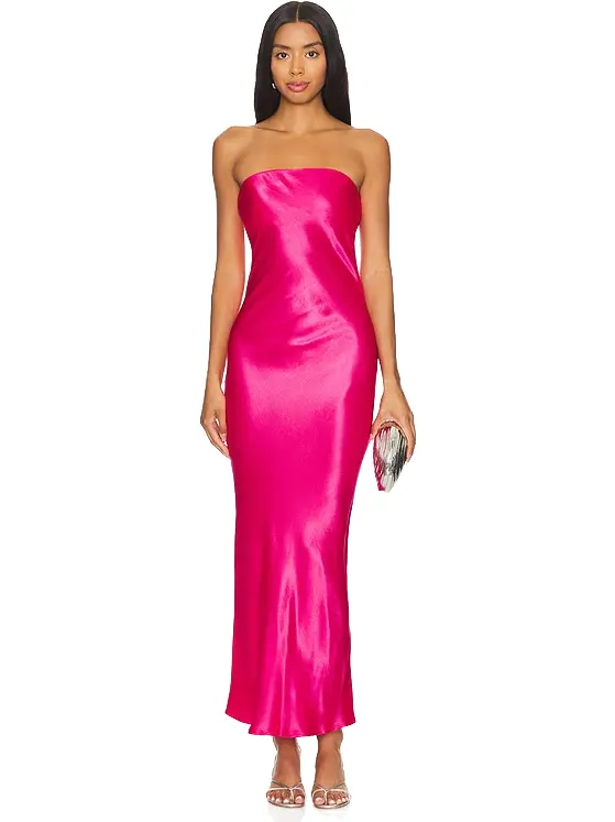 SNDYS X Angel Strapless Midi Dress - Hot Pink