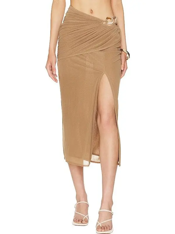 L'academie Florra Midi Skirt - Umber Brown