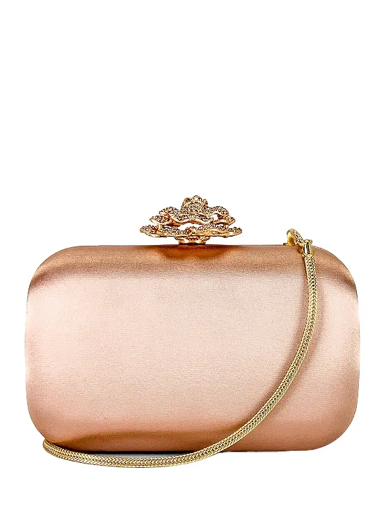 OLGA BERG Crystal Lock Clutch - Champagne