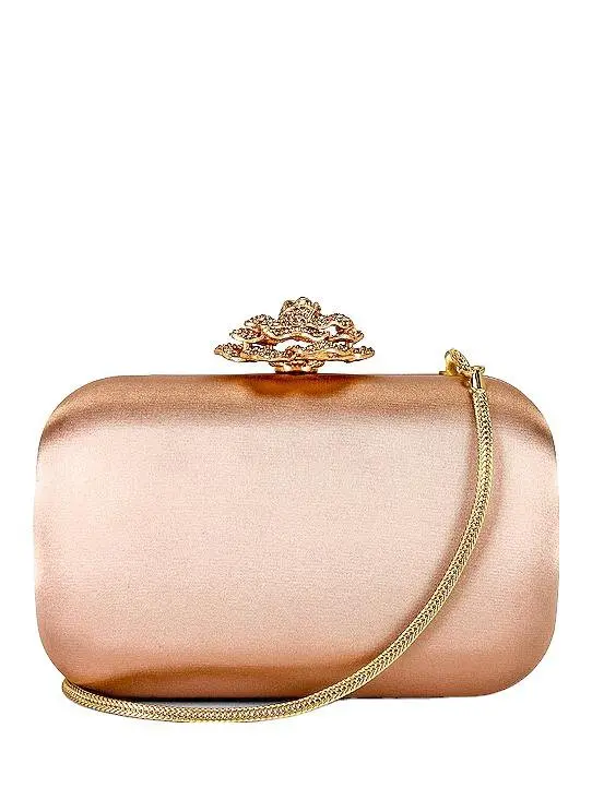 OLGA BERG Crystal Lock Clutch - Champagne