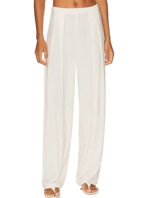 Norma Kamali Tapered Pleated Trouser - Bone