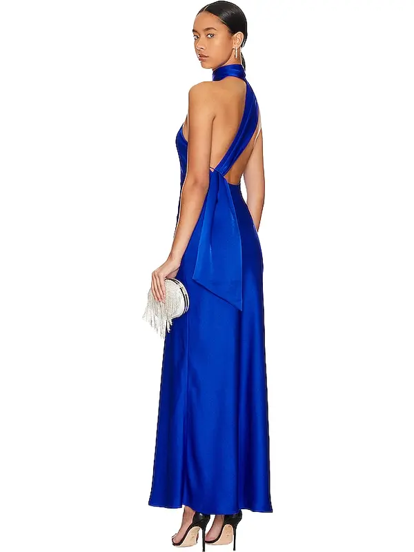 Misha Collection Alastair Satin Gown - Electric Blue