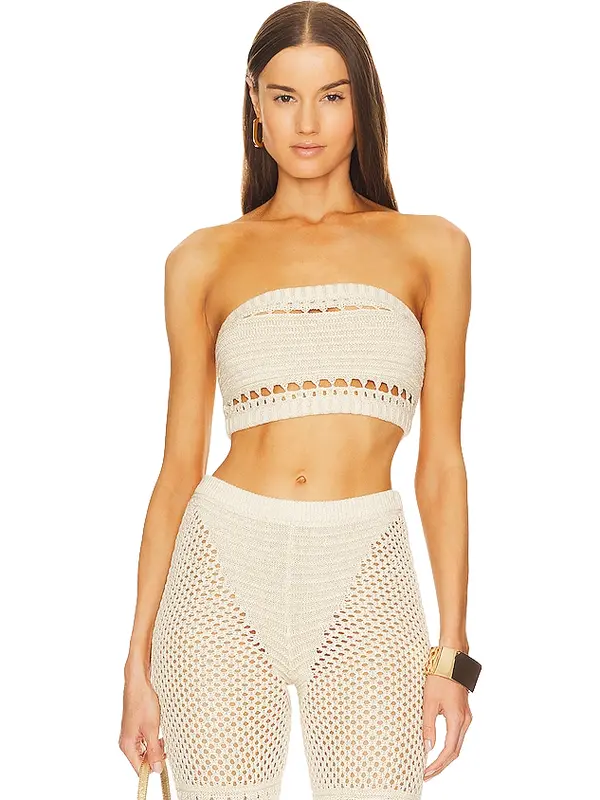 Retrofete Luiz Strapless Top - Ivory & Gold
