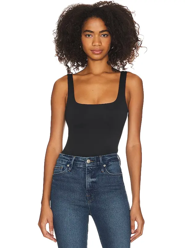 Good American Sculpting Modern Tank Bodysuit - Black001