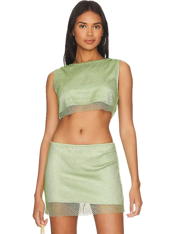 CAMILA COELHO Tropez Crop Top - Pale Sage