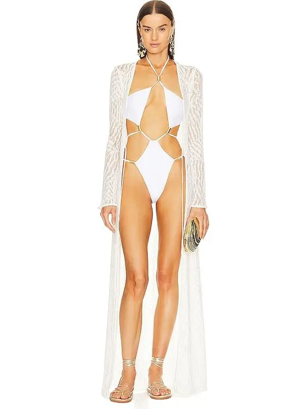 MICHAEL COSTELLO X Ryland Robe In White - Ivory