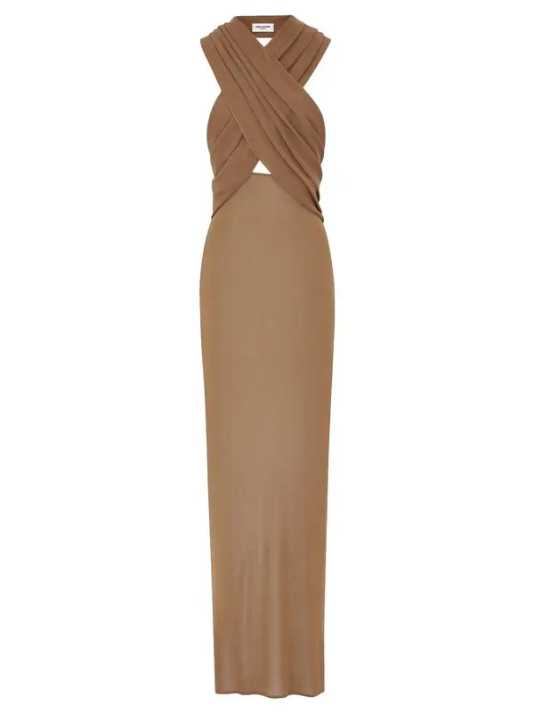 Saint Laurent Hooded Cut-out Maxi Dress - Brown