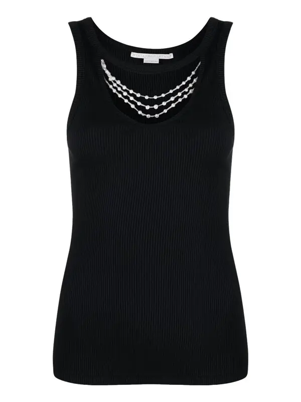 Stella McCartney Bead-detailed Ribbed Knit Tank Top - Black
