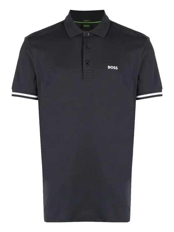 BOSS Logo-embroidered Cotton Polo Shirt - Blue