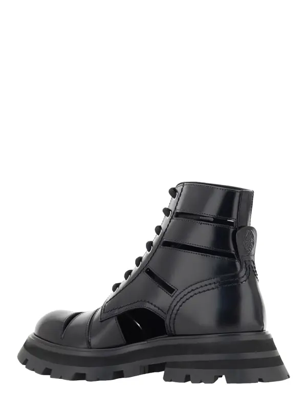 Alexander McQueen Wander Cut-out Combat Boots - Black