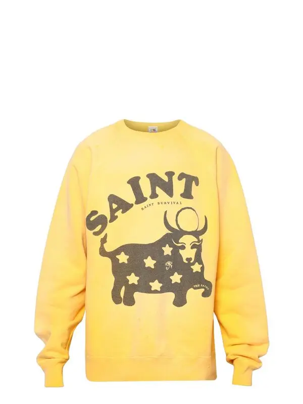 SAINT MXXXXXX Printed Cotton Sweatshirt - Yellow