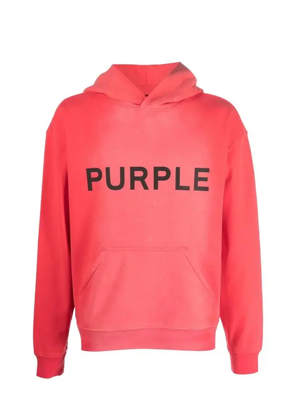 PURPLE BRAND Logo-print Cotton Hoodie - Red