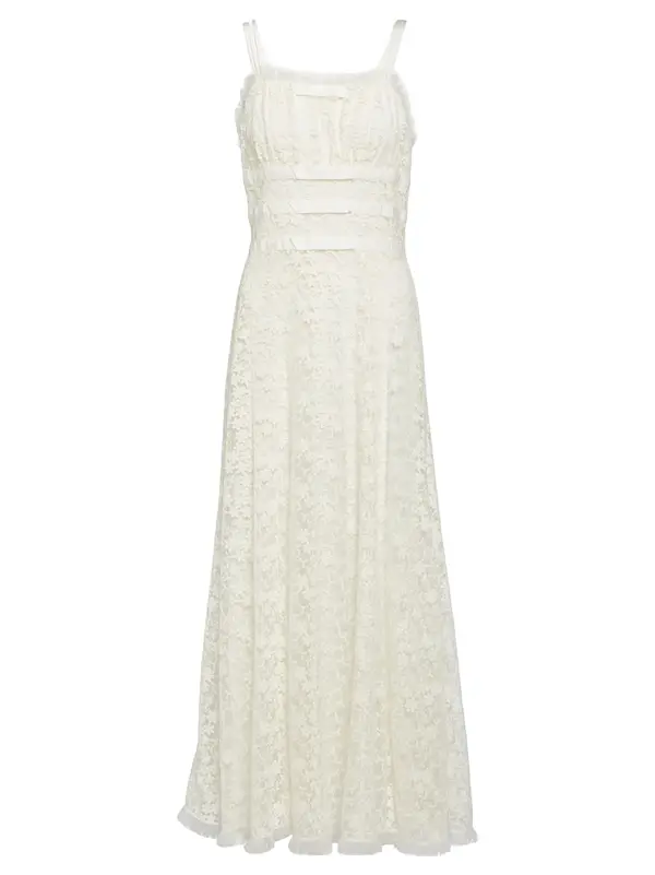 RODARTE Floral Lace And Tulle Maxi Dress - White