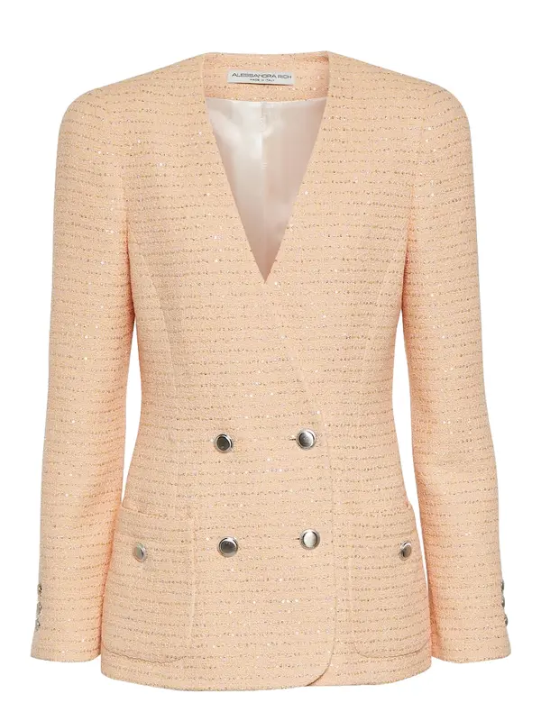 Alessandra Rich Bouclé Cotton-blend Jacket - Yellow