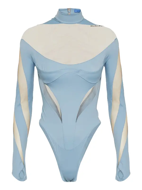 MUGLER Paneled Bodysuit - Blue
