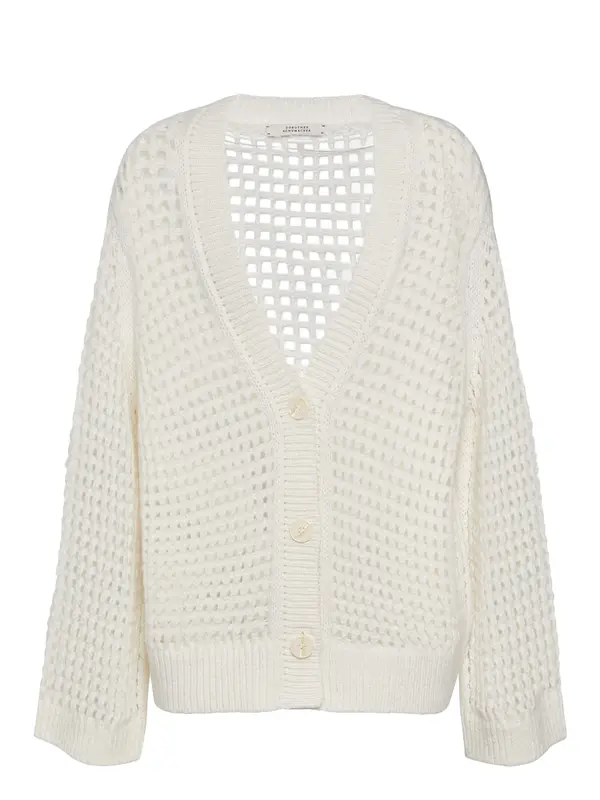 Dorothee Schumacher Pointelle Wool And Cashmere Cardigan - White
