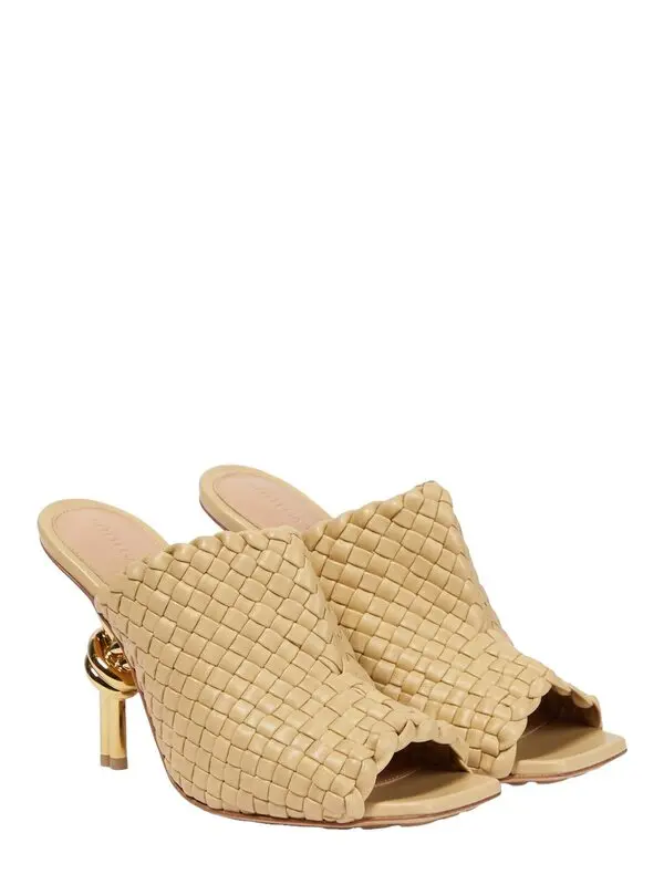 Bottega Veneta Knot Leather Mules In Ivory Glow - Beige
