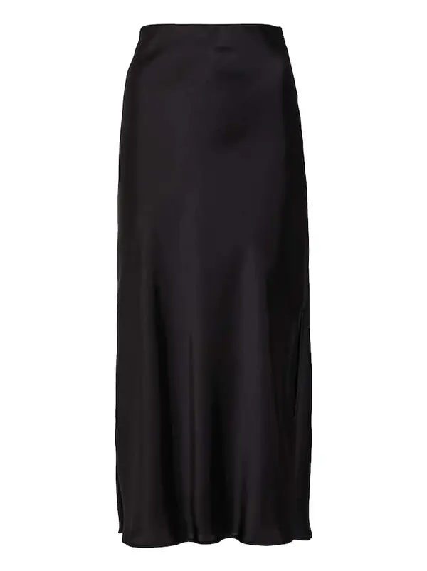 Brunello Cucinelli Satin Midi Skirt - Black
