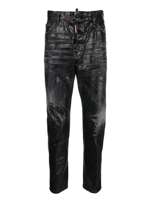 Dsquared2 Coated-finish Slim-fit Jeans - Black