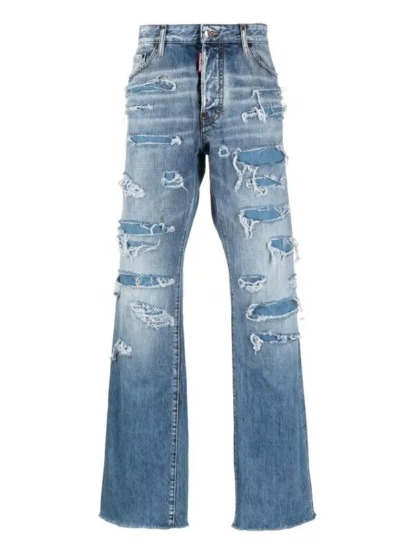 Dsquared2 Distressed Straight-leg Jeans - Blue