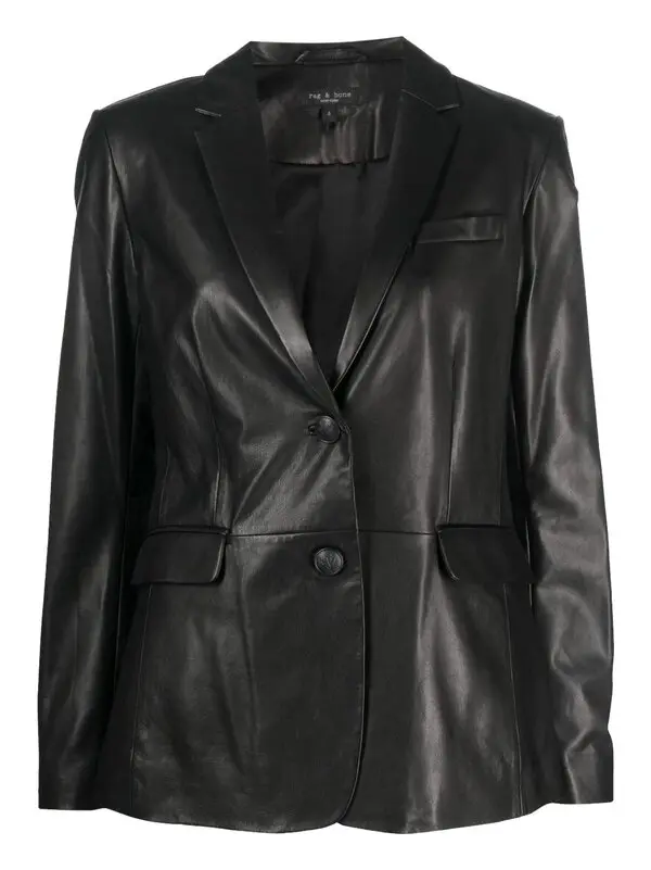 Rag & Bone Charles Single-breasted Leather Blazer - Black
