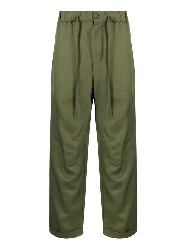 Andrea Ya'aqov Cropped Draped Drawstring Trousers - Green